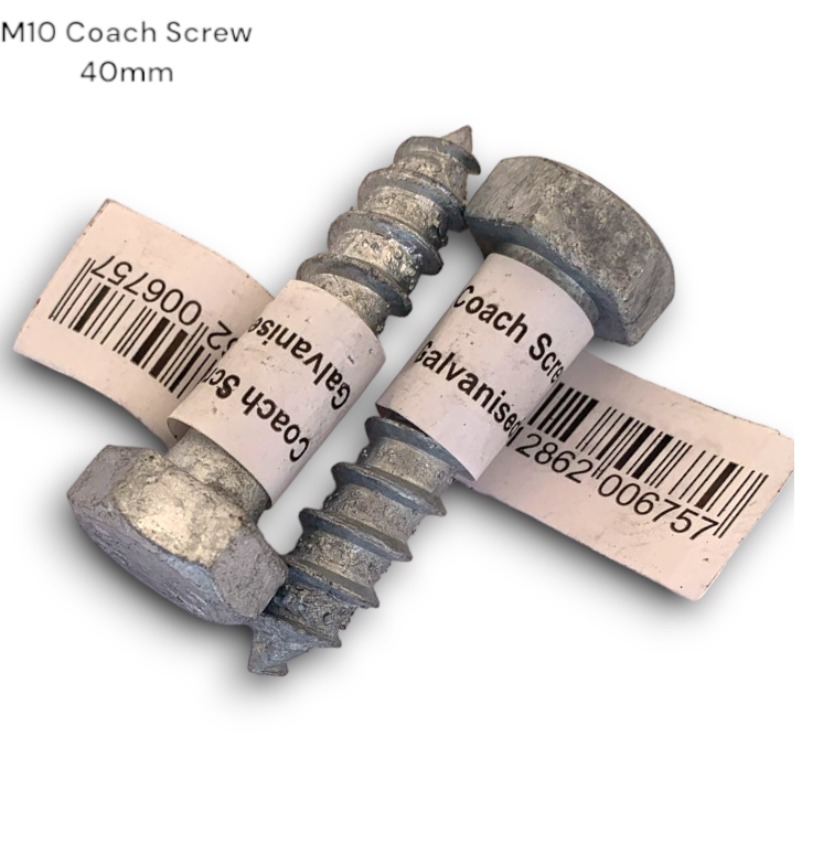 M10x40mm Hot Dip Galvanised Hex Head Coach Screws — Decking Wood QLD